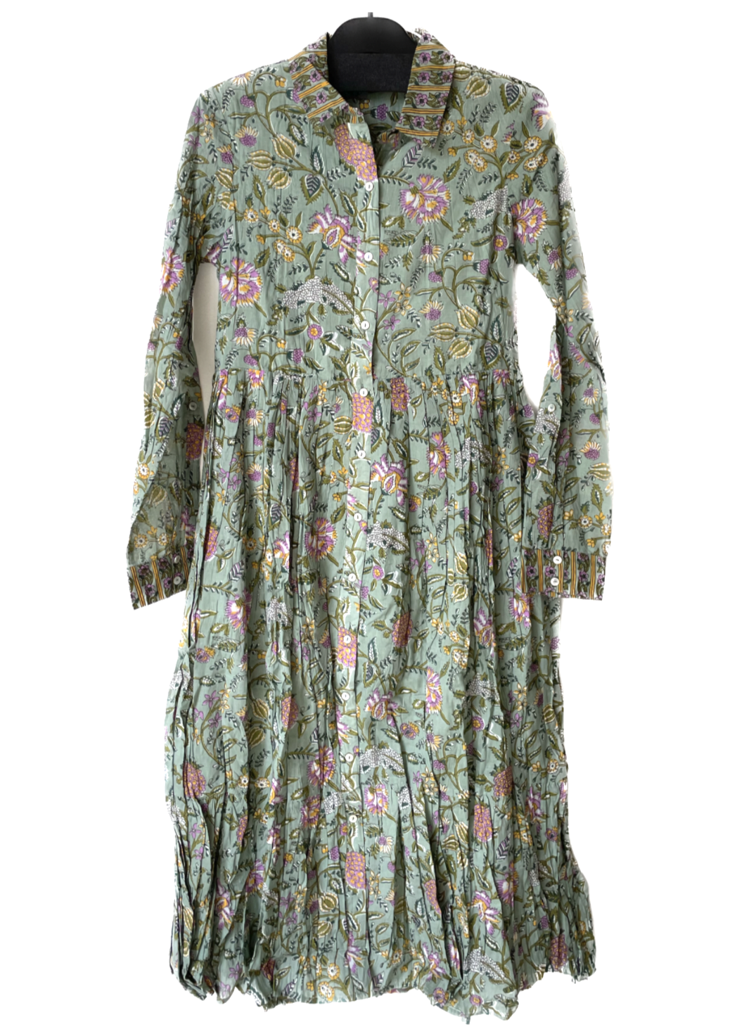 Grøn kjole med knapper fra Himalaya – Butik Anna og Sofie